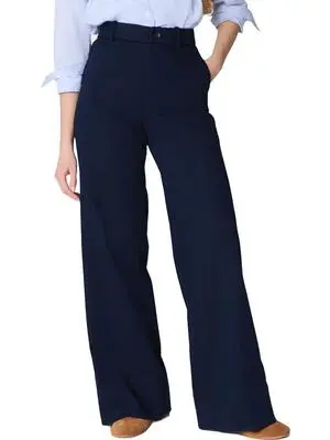 Spanx Super Smooth Stretch Twill Wide Leg Pant - Timeless Navy