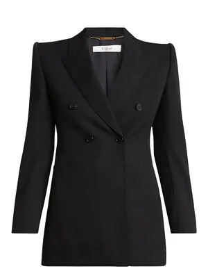 Chloé Double-breasted Tailored Jacket With Patch Pockets - Black
