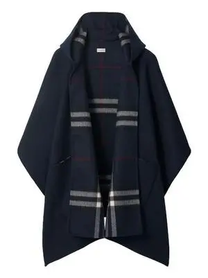 Burberry Ekd Cashmere Hooded Cape - Ink Blue