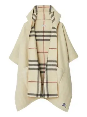 Burberry Ekd Cashmere Hooded Cape - Stone