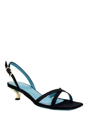 VALENTINA RANGONI Vulcano Halter Satin Sandal - Black Rosso