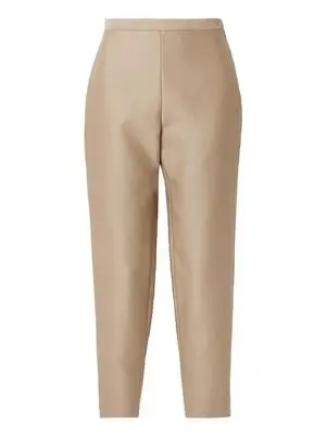 SALON 1884 Laconi Cotton And Silk-blend Tapered Cropped Trousers - Neutrals