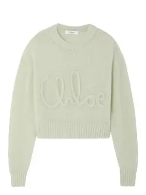 Chloé Embroidered Alpaca And Silk-blend Sweater - Green
