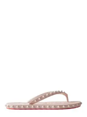 CHRISTIAN LOUBOUTIN Super Loubi Studded Rubber Flip Flops - Neutrals
