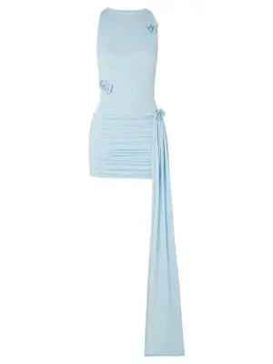 MAYGEL CORONEL Azahar Draped Appliquéd Mini Dress - Blue