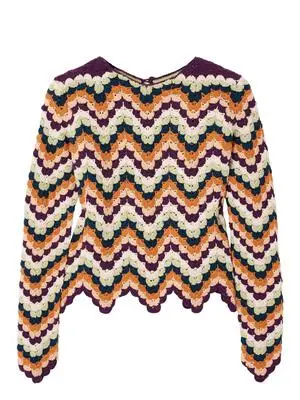 Escvdo Safi Pesca Crocheted Organic Cotton Top - Brown