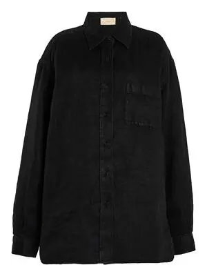 THE ROW Nesson Linen-denim Shirt - Black