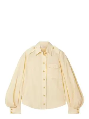 Zimmermann Illuminate Pleated Ramie Shirt - Yellow
