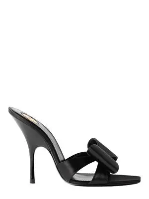 Saint Laurent Tuxedo Bow-embellished Satin Mules - Black