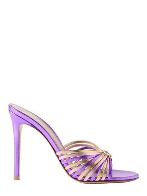 GIANVITO ROSSI 70 Embellished Metallic Leather Sandals - Purple