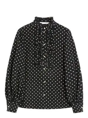 Valentino Garavani Long-sleeved Crepe De Chine Shirt With Plusdepois Print - Black/birch