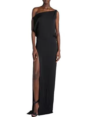 TOM FORD One-shoulder Crepe Cady Gown - Black