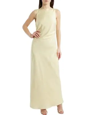 WAYF Isadora Open Back Cocktail Dress - Pale Yellow