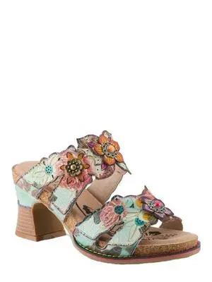 SPRING STEP SHOES L'Artiste By Spring Step Radiating Floral Sandals Mint Green Multi