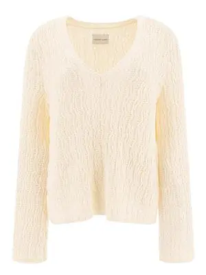 LOULOU STUDIO Komo V-neck Knit Sweater - White