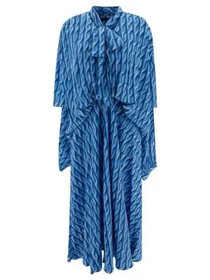 Balenciaga Printed Flared Dress - Blue