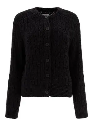 LOULOU STUDIO Sean Bouclé Knit Cardigan - Black