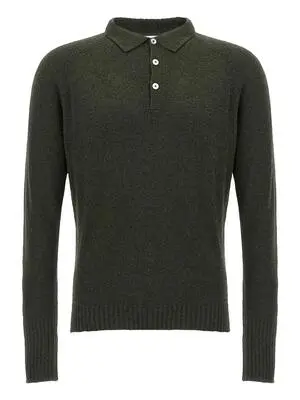 MA'RY'YA Bouclé Cotton Polo Shirt - Green