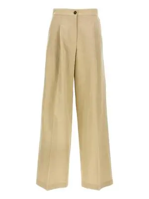 YVES SALOMON Linen Trousers - Beige
