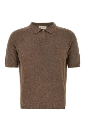 MA'RY'YA Bouclé Cotton Polo Shirt - Beige