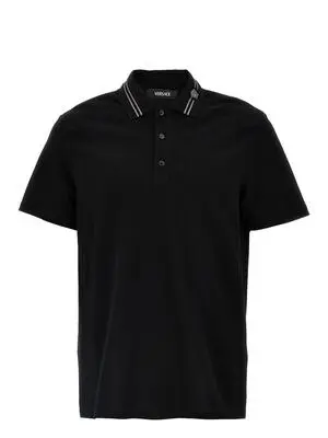 Versace Medusa Embroidery' Polo Shirt - Black
