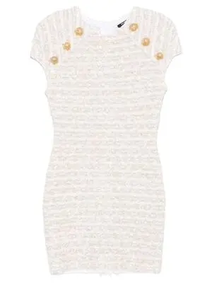 Balmain Tweed Mini Dress - White