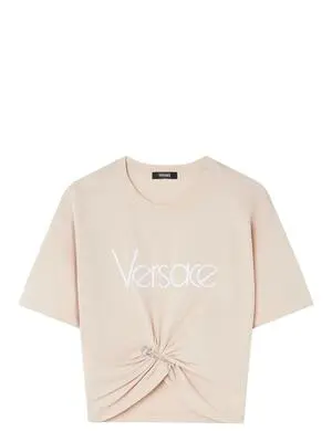 Versace Logo Cotton T-shirt - Powder