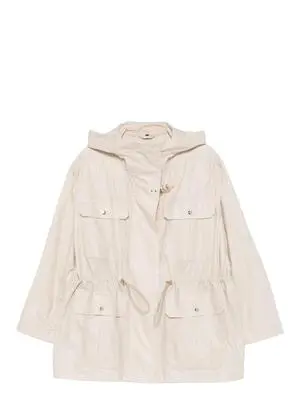 FAY Linen And Cotton-blend Parka Coat - White