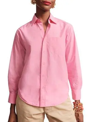 FRANCES VALENTINE Linen Button-Down Shirt Pink