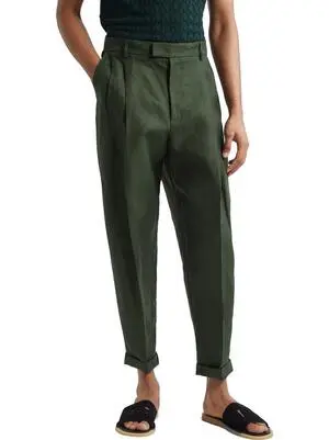 Dolce & Gabbana Crop Linen Trousers - V0304 Militare Scuro