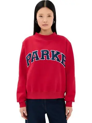 PARKE PARKE Varsity Mock Neck Sweatshirt Red