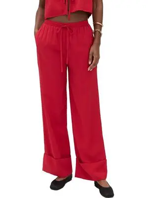 Line & Dot Kamari Wide Leg Pants - Red