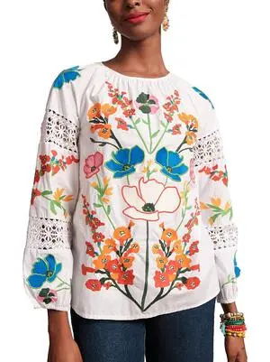 FRANCES VALENTINE Saskia Botanical Top - Oyster/multi