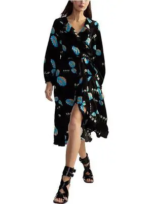 Cynthia Rowley Eve Wrap Dress - Black Floral