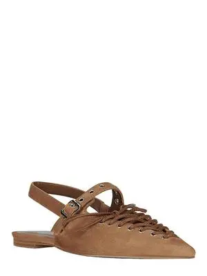 Jeffrey Campbell Geralt Tie Slingback Flats - Tan Suede