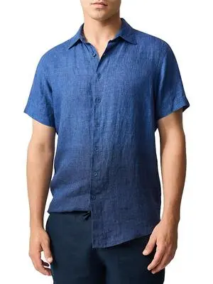 Rodd & Gunn Cannons Creek Short Sleeve Sports Fit Linen Shirt - Eclipse