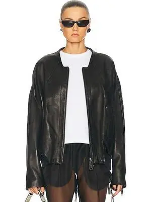 Khaite Hewit Leather Jacket - Black