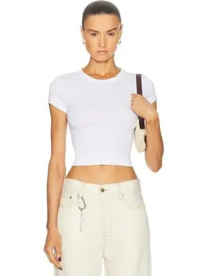 Enza Costa Supima Baby Rib Cropped Tee - White