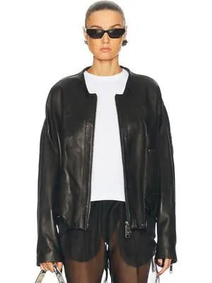Khaite Hewit Leather Jacket - Black