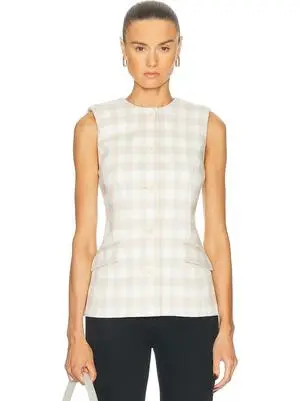 Simkhai Calliope Vest - Sand Gingham