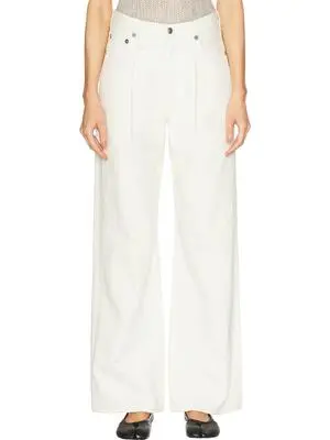 R13 Damon Pleated Wide Leg - White Slubby Twill