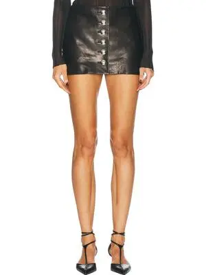 Khaite Jaxon Leather Mini Skirt - Black