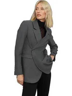 HERSKIND Lilith Asymmetrical Blazer - Light Grey Pinstripe