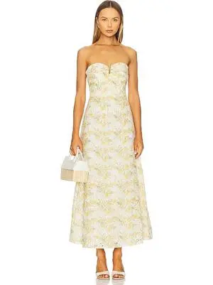 Bardot Lora Broderie Maxi Dress - Yellow Floral