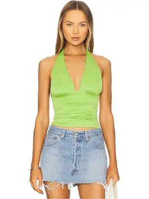 Good American Slinky Jersey Halter Top - Lime005
