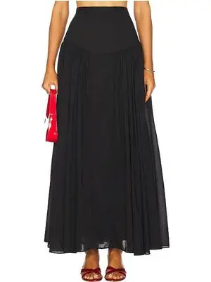 Bardot Amorette Cotton Maxi Skirt - Black