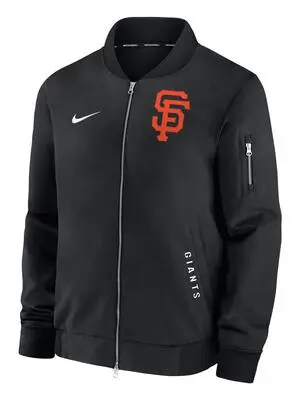 Nike San Francisco Giants Authentic Collection Dugout Mlb Full-zip Bomber Jacket - Black