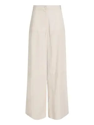 Theory Lyocell Twill Wide-leg Pants - Beige
