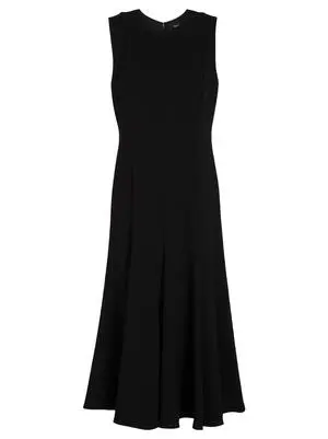 Theory Theory Fluted Crepe Midi Dress Black