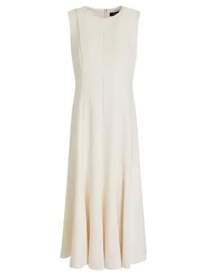 Theory Fluted Crepe Midi Dress - Ivory